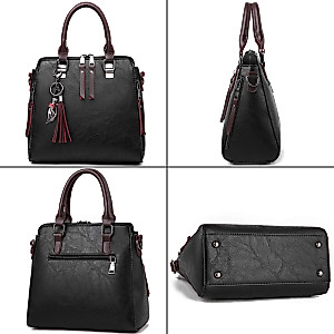 Dayfine Women Handbags PU Long Strap Shoulder Bag Ladies Tote Bag Cross-body Bags Purse Messenger Bags-Black