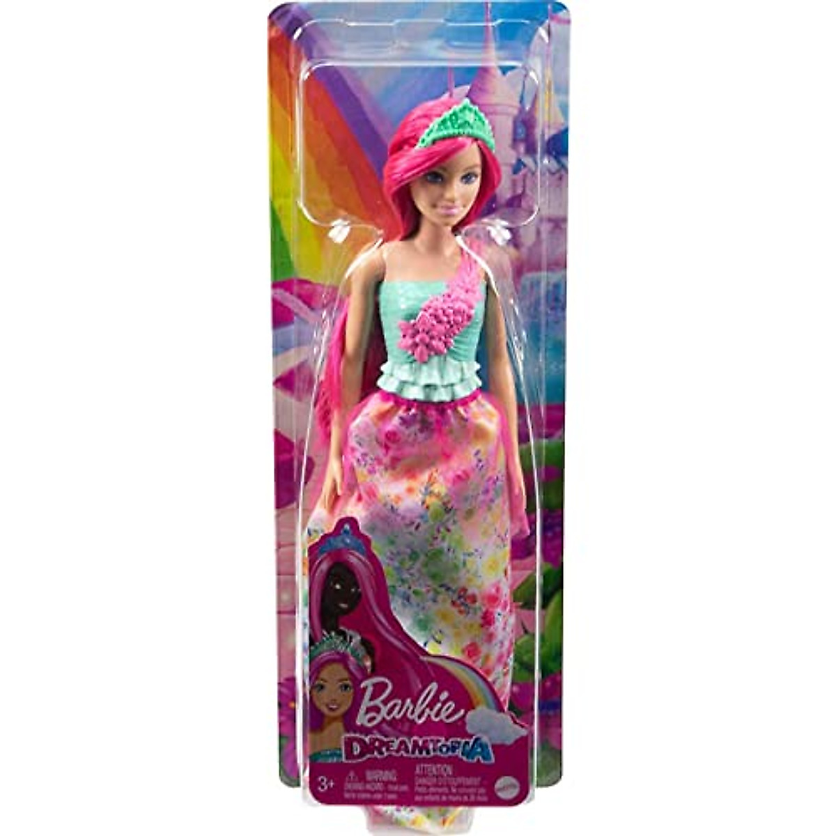 Barbie Dreamtopia Royal Doll with Dark-Pink Hair & Sparkly Bodice Wearing Removable Skirt, Shoes & Headband