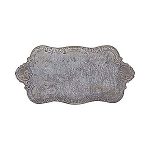 Creative Co-Op Decorative Tin Metal Tray with Distressed Finish, 17.75" L x 10.5" W x 1.5" H, Grey