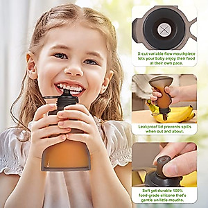 haakaa Yummy Pouch Reusable Baby Food Pouch, Baby Food Storage Toddler Kids Squeezable Pouch, Washable Freezer - Make Homemade Organic Food for Babies/Toddlers, 4oz, 2 Pack,6m+