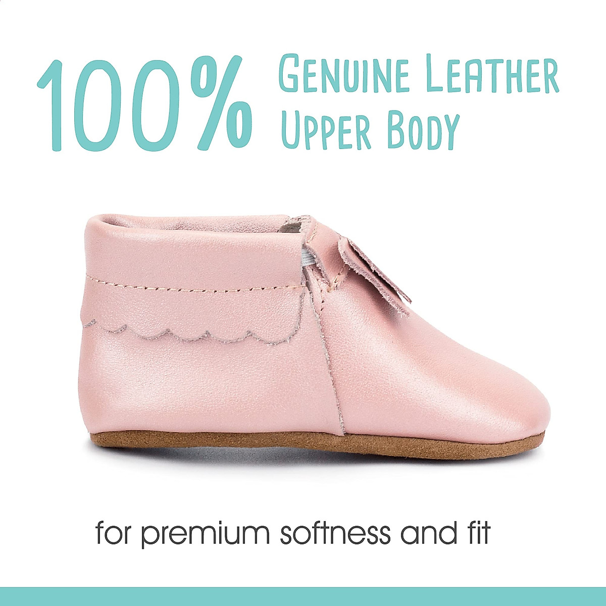 Zutano Unisex Baby Leather Moccasins, Slip Resistant, Soft-Sole Stay On Baby Shoes, Pink Shimmer, 18M