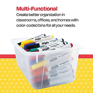 School Smart Tote Tray, 12 x 8 x 5 Inches, Translucent