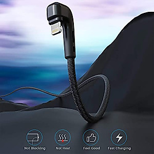 3Pack 90 Degree iPhone Charger 6ft, Apple MFi Certified 6 Feet Lightning Cord Long, Nylon Right Angle 6 Foot Apple iPhone Charging Cable for Apple iPhone 13 Pro/12/11/11Pro/11Max/XS/XR /8/7/6S/SE/6/5