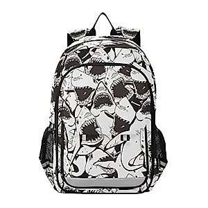 ALAZA Angry Shark Attack Fun Animal Laptop Backpack Purse for Women Men Travel Bag Casual Daypack with Compartment & Multiple Pockets