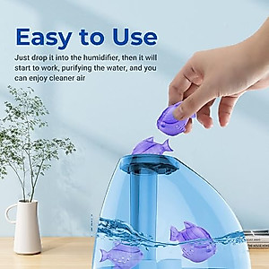 Funmit 12 Pack Universal Humidifier Cleaner Fish Compatible with Almost All Humidifiers and Fish Tanks, Purifies Water, Prevents Hard Water Build-Up, Reduces Scale, Purple