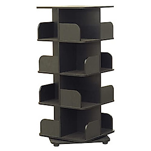 Kings Brand Furniture - 4-Tier Revolving Bookcase Bookshelf, Media Storage Cabinet, Black