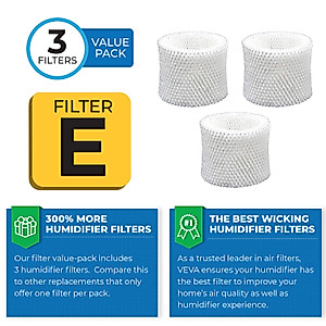 VEVA 3-Pack Premium Humidifier Filters - Replacement for HW Filter E, HC-14, HCM-6009, HCM-6011, HEV680, HEV685 Series, Long-Lasting