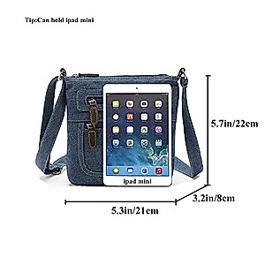 Dayfine Fashion Shoulder Handbag Satchels Ladies Cross-body Sling Classical Messenger Tote Solid Color Multi-zip Multi-pocket Small Square Denim Bag