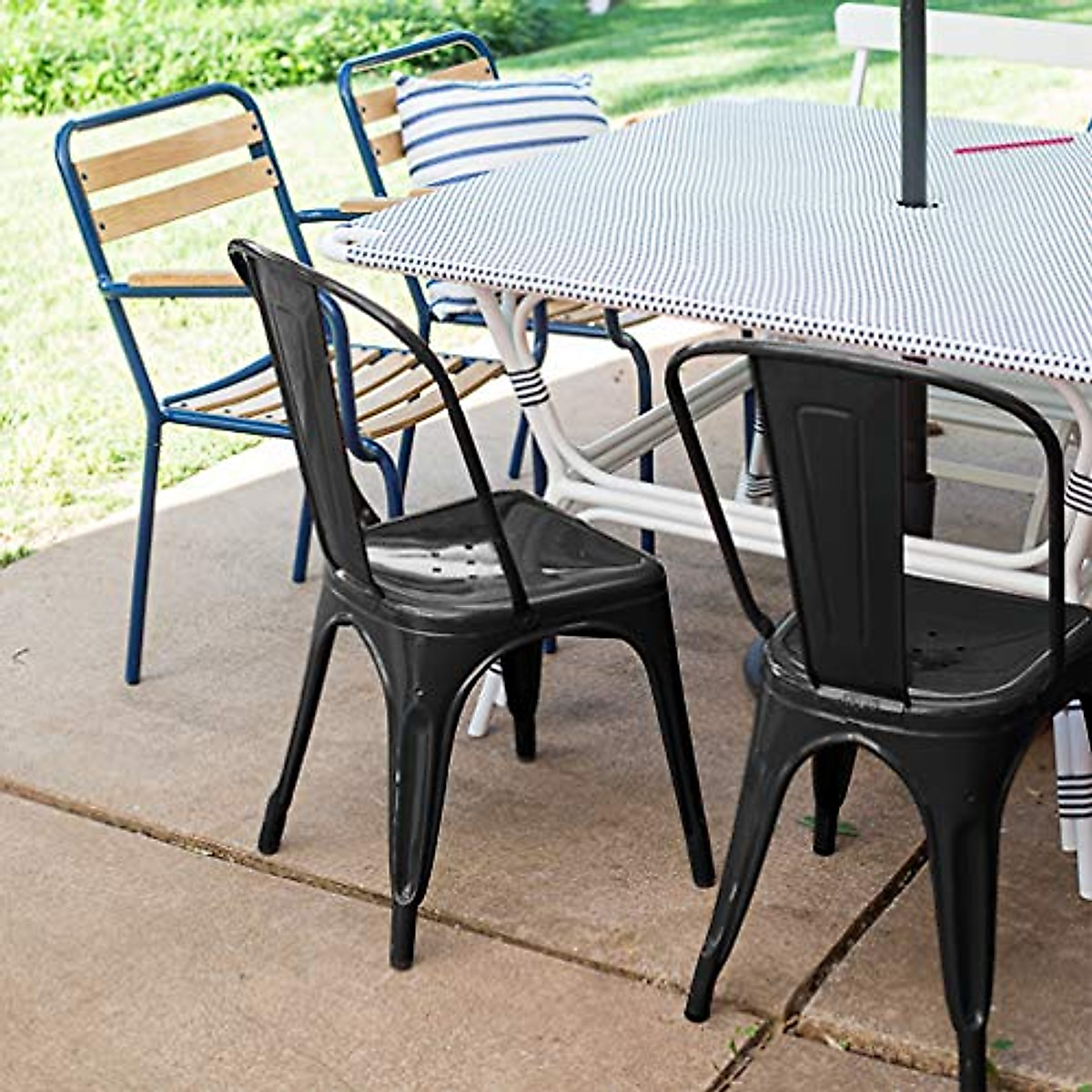 FDW Metal Dining Chairs Set of 2 Patio Chair Indoor Outdoor Chairs Kitchen Metal Chairs Restaurant Chair 18 Inch Seat Height Metal Stackable Chair 330LBS Weight Capacity Tolix Side Bar Chairs