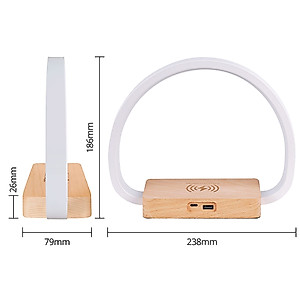 Sparkling Wonderful Bedside Table Lamp with Qi Wireless Charging & USB Port, Touch Control Desk Lamp with 3 Color Modes, Night Light Eye-Caring Reading Lamp for Bedroom, Dorm, Office