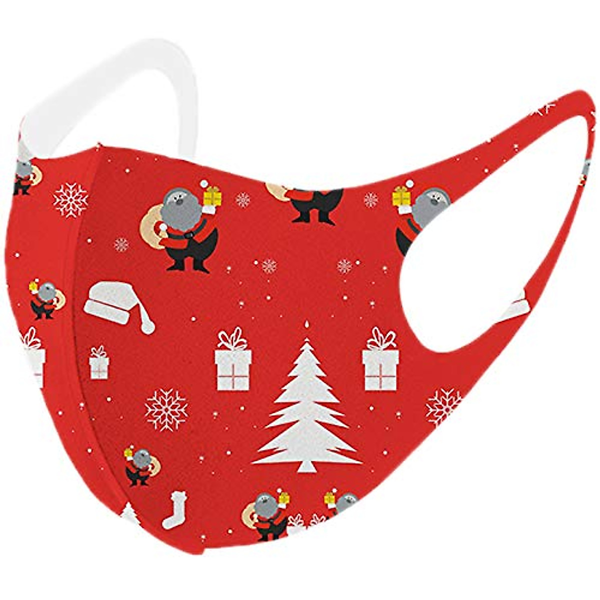 5PCS Black Face Mask Covers with Elastic Ear Loop Cover Full Face Anti-Dust, Unisex, Washable, Breathable, and Reusable (Adults Christmas)