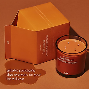 Half Baked Pumpkin Smash Scented Candle by Snif, Festive Fall Candle, 50+ Hours, 100% Cotton Fiber Wicks, Soy Wax Blend, Non-Toxic, Vegan, 8.5oz