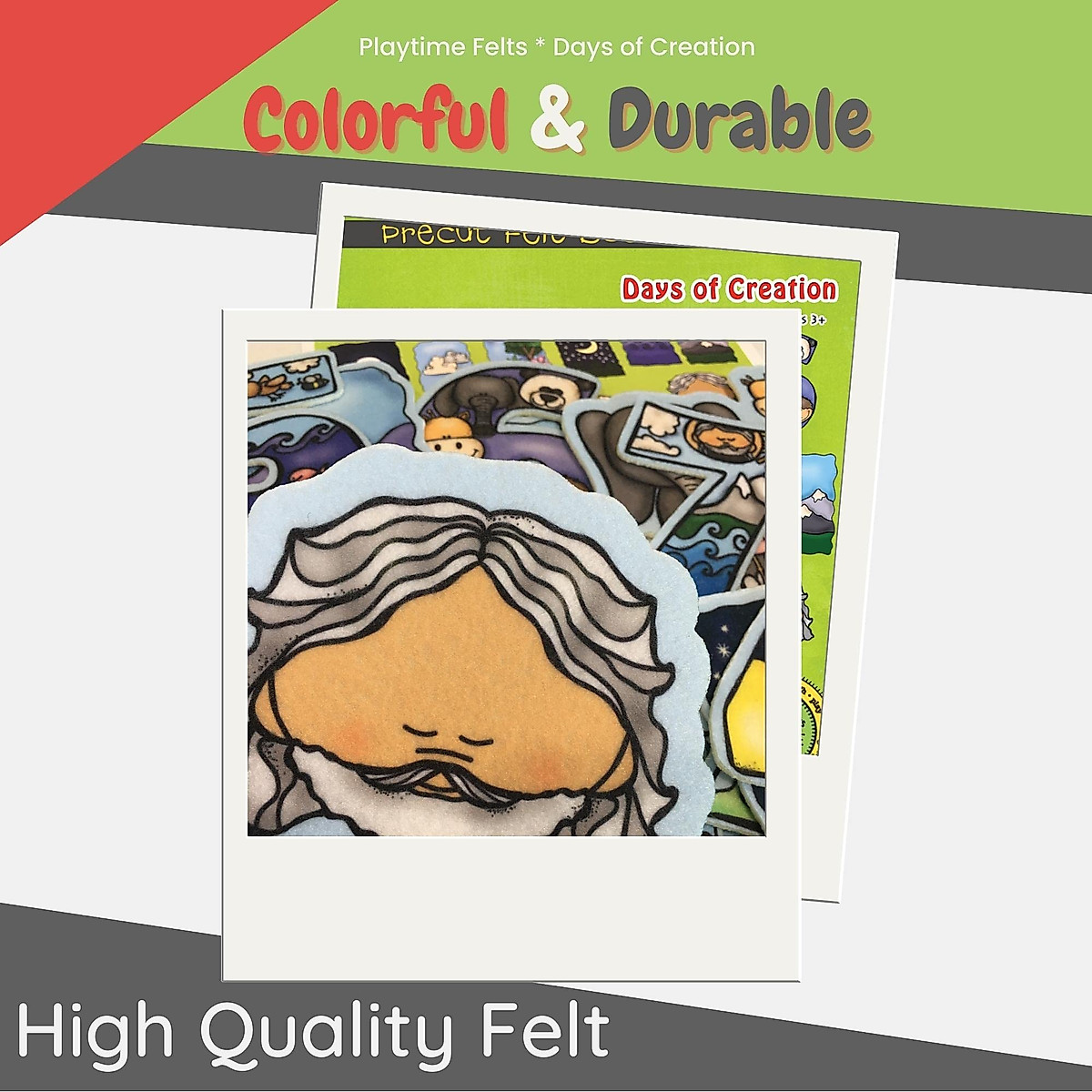 Days of Creation Bible Felt Set | 16 PRECUT & Ready to Play Colorful & Durable Bible Felt Figures for Toddlers, Preschool & Kindergarten | Reusable Bible Felt Board Stories