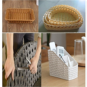 Queenbox 7x1.2mm 196 ft Flat Plastic Rattan, Round Synthetic Wicker Replacement Material for Basket Chair Sofa Table Furniture, 28