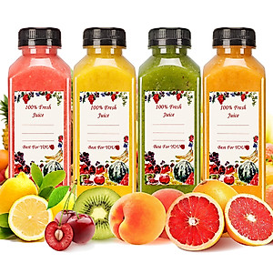 SUPERLELE 20pcs 16oz Empty Plastic Juice Bottles with Caps, Reusable Water Bottles, Clear Bulk Drink Containers with Black Tamper Evident Lids for Juicing, Smoothie, Drinking and Other Beverages