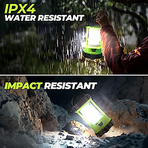 Rechargeable Camping Lantern, 3000LM 5 Light Modes Camping Light 4400 Capacity Phone Charger LED Impact-Resistant Flashlight Lantern Portable Waterproof Hurricane Lanterns for Emergency(Pale Green)