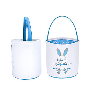 6 Pack Easter Egg Hunt Basket for Kids Bunny Canvas Tote Gifts Bags Eggs Candy & Gifts Carry Bucket Easter Baskets Bunny Bags Canvas Rabbit Fluffy Tail Basket Buckets Easter Egg Hunt Party Decorations