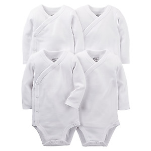 Simple Joys by Carter's Baby 4-Pack Side Snap Bodysuit, White, Newborn