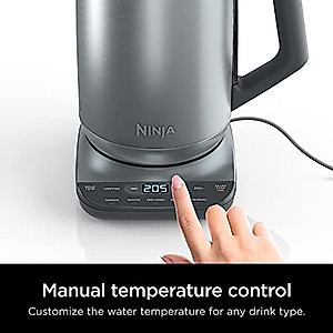 Ninja KT200 Precision Temperature Electric Kettle, 1500 watts, BPA Free, Stainless, 7-Cup Capacity, Hold Temp Setting, Silver