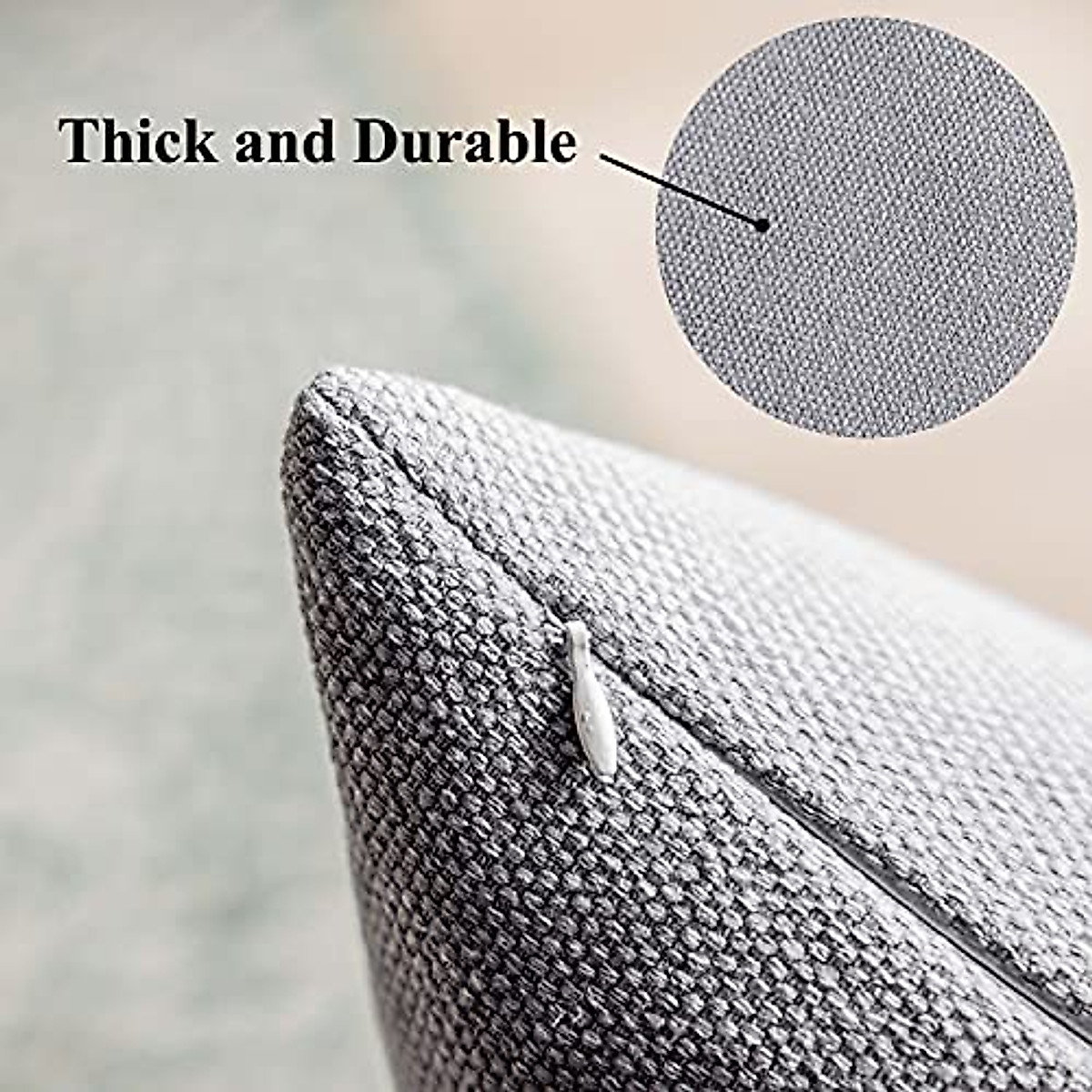 Home Brilliant Gray Pillow Covers Decorative Throw Pillows for Couch Cotton Linen Throw Pillow Cases for Sofa Nursery Living Room, 18x18 inches, Set of 2, Light Grey