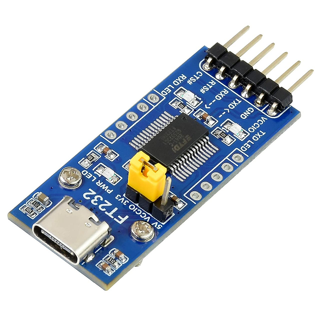 waveshare FT232 USB-C to UART (TTL) Communication Module USB-Type C Connector, Compatible with 3.3V/5V Logic Level, Support Linux Android Wince Windows 7/8/8.1/10/11, etc.