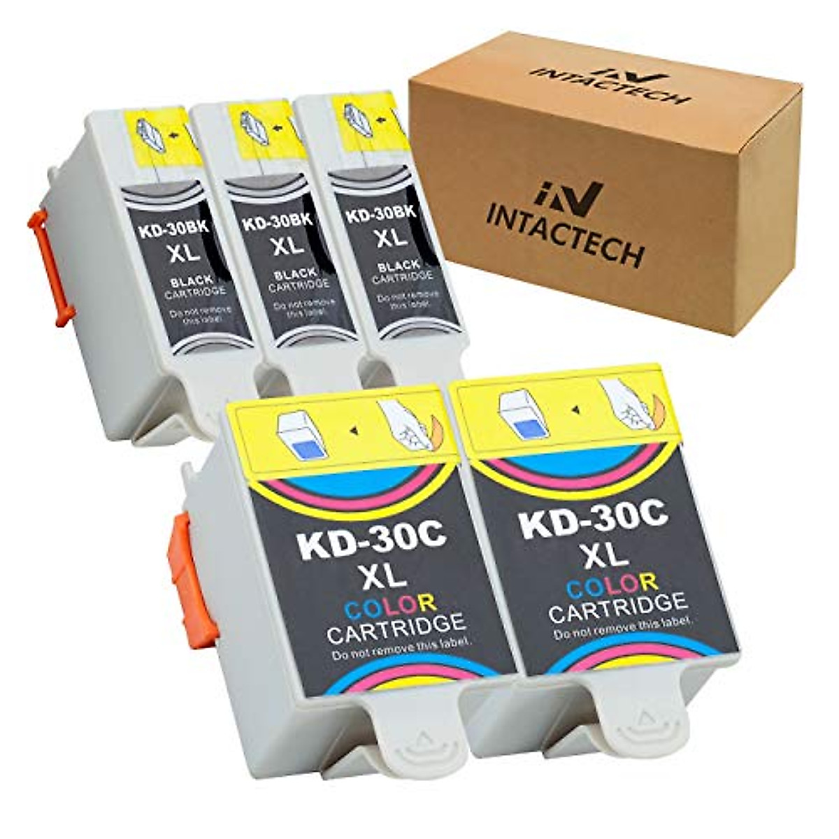Intactech 30XL Compatible Kodak 30 Ink Cartridges K30XL 30B 30C Black Color Ink Combo Pack for Kodak ESP 3.2 C110 C310 C315 Office 2150 2170 Hero 3.1 5.1 Series Printer (3 Black, 2 Color)
