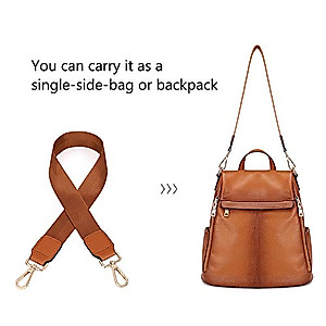 Kattee Women's Anti-Theft Backpack Purse Genuine Leather Shoulder Bag Fashion Ladies Satchel Bags - Brown