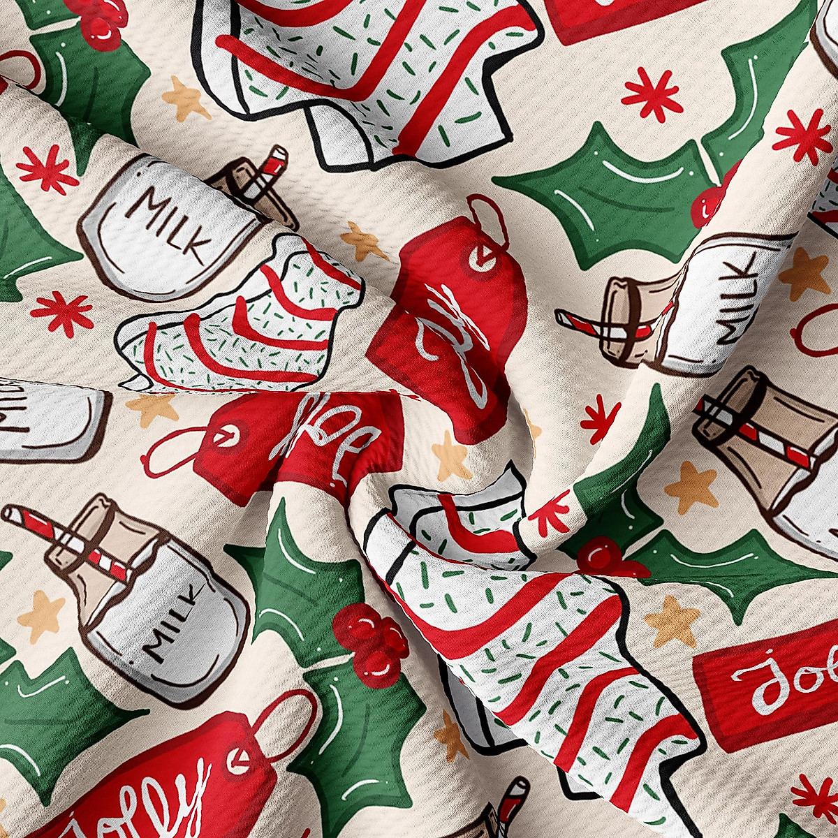 Christmas Bullet Textured Fabric by The Yard Floral Stretch Liverpool - 1 Yard Thick Knit Jersey Fabric for Bows Clothes Sewing (AA898)