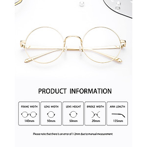 Pro Acme Retro Round Metal Frame Clear Lens Glasses Non-Prescription(Gold Frame/Clear Lens)