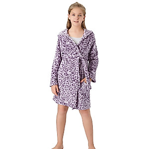 Topgal Cat Robe for Girls Cute Cozy Hooded Cat Ears Bathrobe Little Kids Teens Size 10