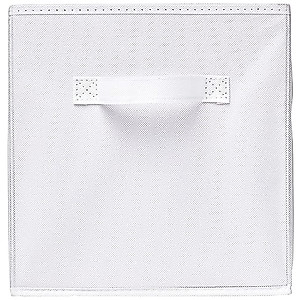 Amazon Basics Collapsible Fabric Storage Cube Organizer with Handles, 10.5 x 10.5 x 11 Inch, White - Pack of 6