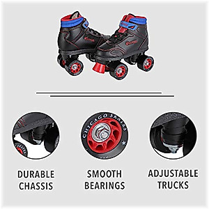 Chicago Boys Sidewalk Roller Skate - Black Youth Quad Skates - Size 3