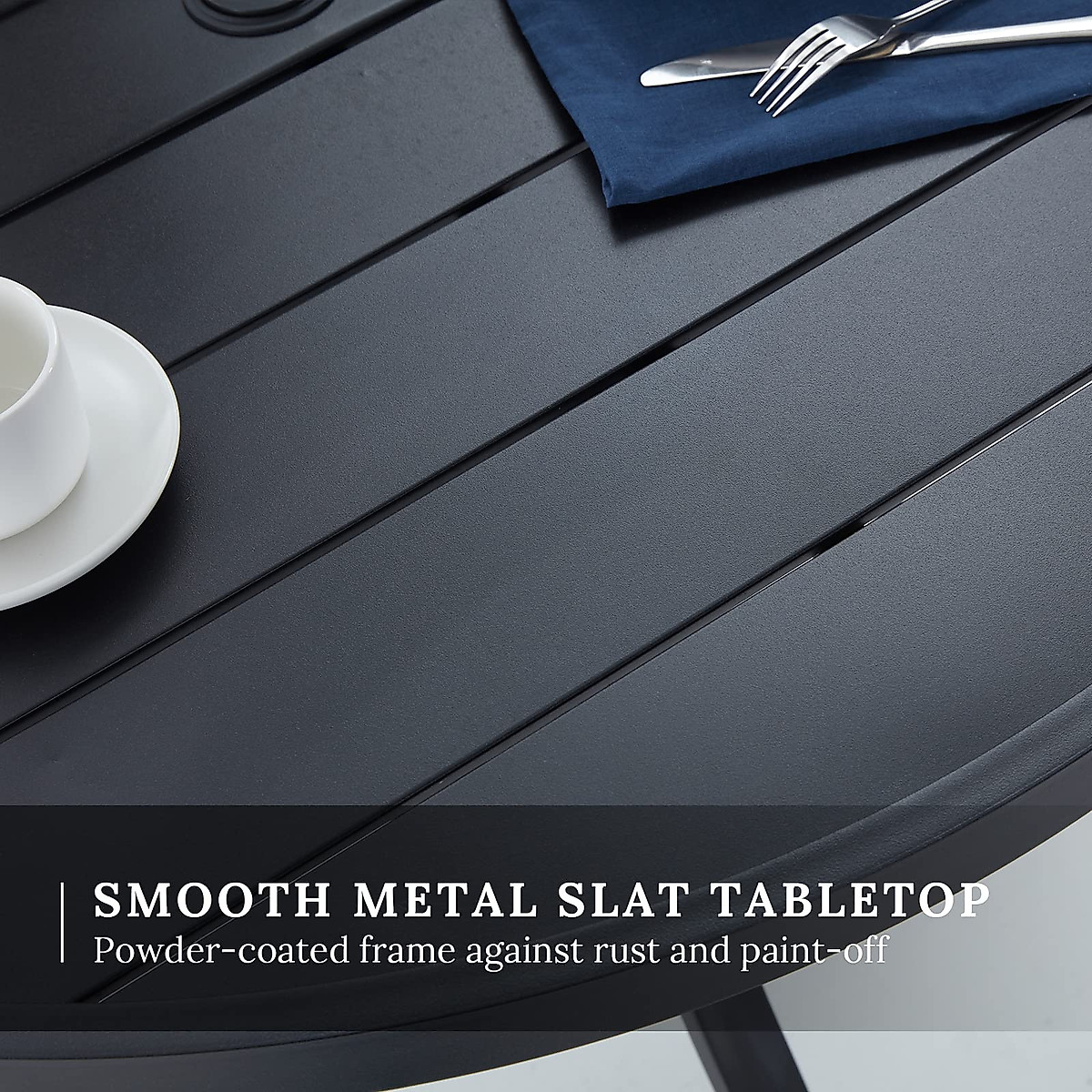 VICLLAX 5-Piece Patio Dining Set, Outdoor Furniture Set Includes 42" Patio Round Table and Outdoor Wicker Chairs for Lawn Garden, Black Table