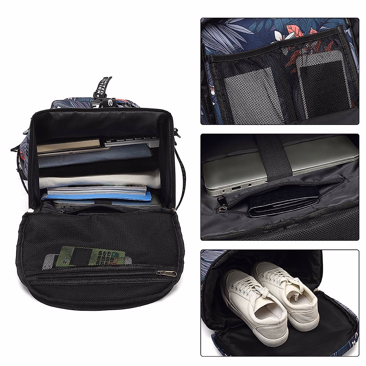 Kalesi Floral Gym Duffle Bag Backpack 4 ways for Women Waterproof with Shoes Compartment for travel Sport Hiking laptop College Lightweight