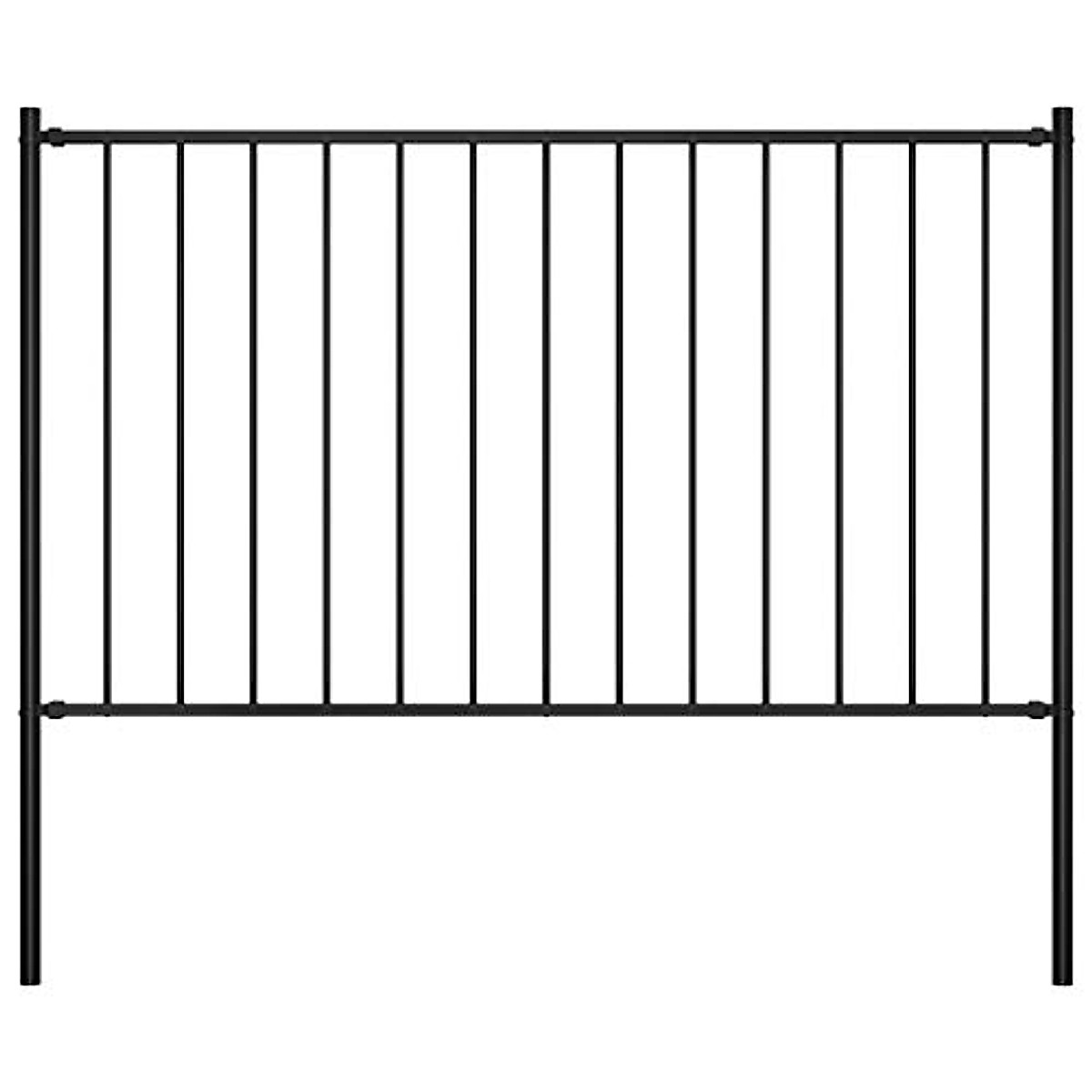 Fence Panel with Posts Powder-Coated Steel,Garden Fence,Steel Fence Panel,Outdoor Residential Fencing for Yard and Garden, Multi-Purpose Metal Animal Fence 5.6'x4.1' Black