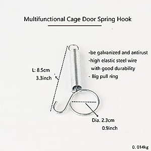 Spring Cage Latch Door Spring Hook Metal Finger for Fixing Rabbit, Dog, Cat, Parrot, Guinea Pig, Bunny, JSM Pet Cage Door(10Packs)