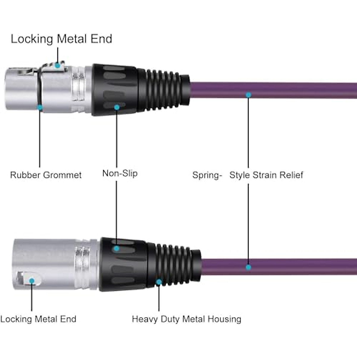 NEEWER 6 Pcs 24.9ft Microphone Audio Cable XLR Male to XLR Female Colored Snake Cable (Purple/Red/Blue/Orange/Yellow/Green)