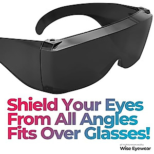 Wise Eyewear Cover-Ups Black Fit Over Sunglasses - Wrap Around Sunglasses - People Who Wear Prescription Glasses in the Sun (Black)