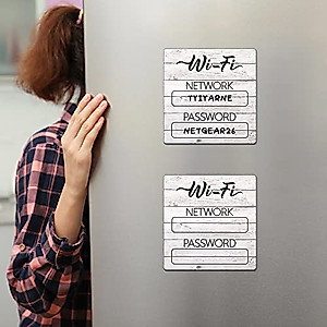 Oudain 5 Pieces Wi-Fi Password Sign Rustic Fridge Magnet Magnetic Wi-Fi Sign Compatible with Airbnb VRBO
