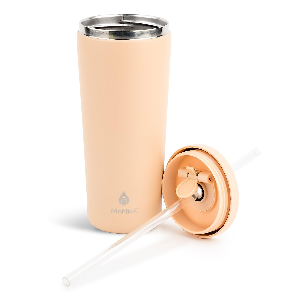Manna Ranger Double-wall Insulated Stainless Steel Tumbler with Leak-proof Smart Seal Lid and Reusable Tritan Straw - 24 Oz - Sand
