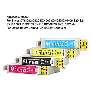 4PCS Ink Cartridge,High Page Capacity Printer Cartridge for Stylus D78 D92 D120 DX4000 DX4050