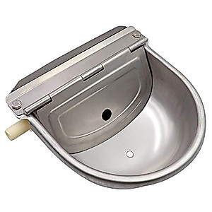 MACGOAL Stainless Steel Automatic Waterer Bowl with Float Valve Automatic Dog Water Bowl Water Trough for Dog Livestock Pig Chicken Goat Waterer with Drain Plug