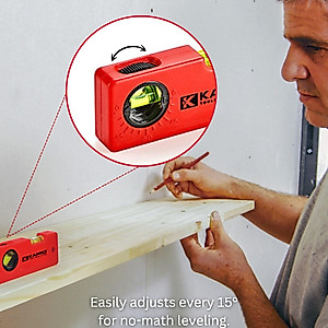 Kapro - 313 Measure Mate and 245 Mini Level Bundle - Home-Improvement Tool - With 12” Ruler and Level - Features Sliding Markers, Knife Guide & Angle Finder - Includes Nail Gripper & Drill Bit Gauge