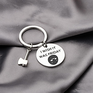 BLEOUK Jason Fans Keychain Friday Horror Movie Lover Gifts Scary Movie Gift Halloween Party Jewelry (i wish it was Friday)