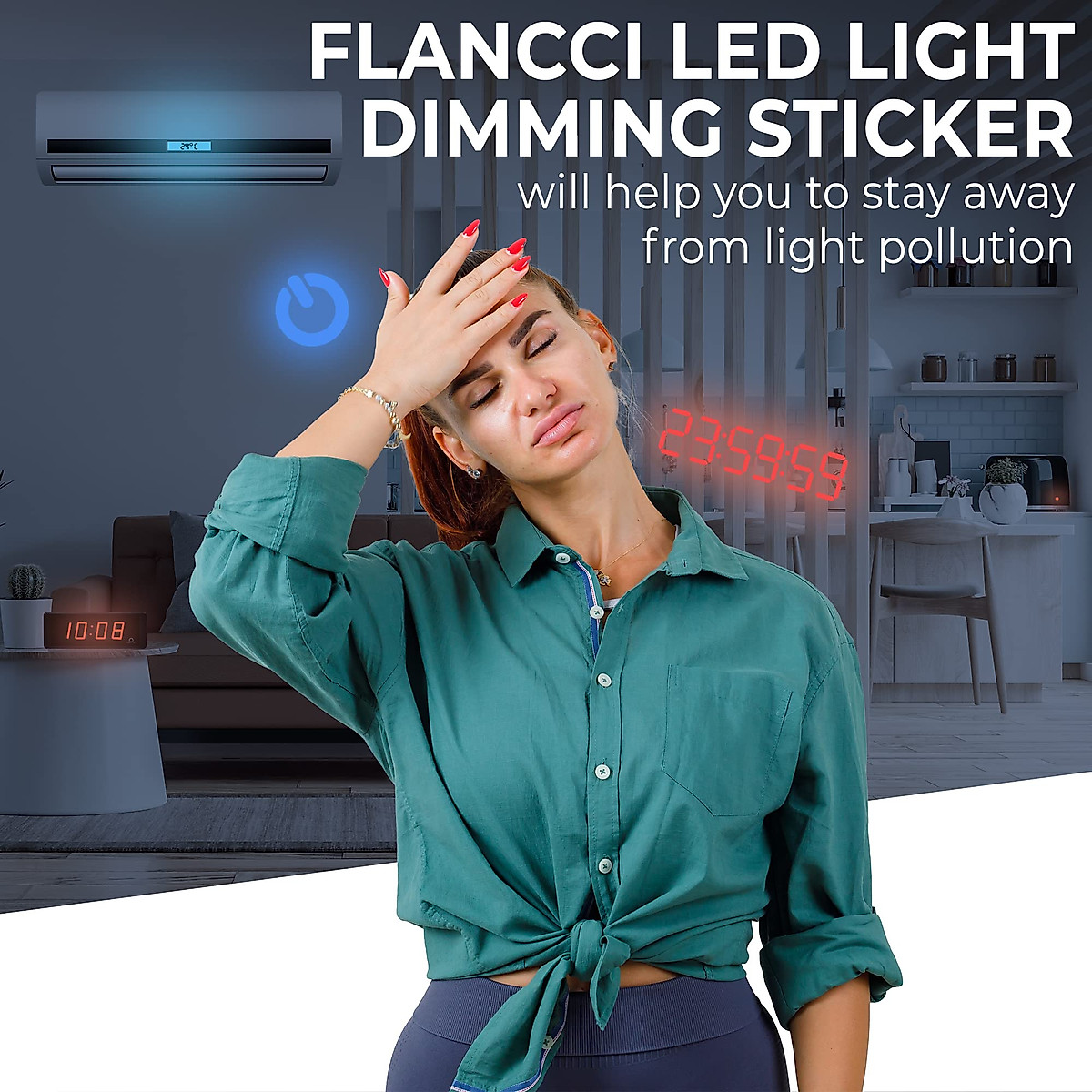 FLANCCI LED Light Blocking Stickers, Light Dimming LED Filters, (2 Sheets) Dimming Sheets for Routers, LED Covers Blackout, Dimming 50% ~ 80% of LED Lights, (2Sheets = 1 Cut Out + 1 Uncut)