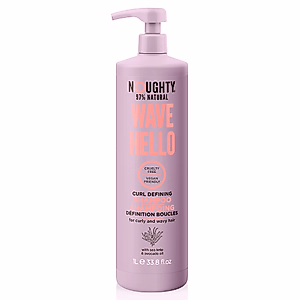 Noughty Wave Hello Curl Defining Shampoo (1L) - Vitamin Rich Formula for Curly and Wavy Hair, 97% Natural, Sulphate Free, Vegan