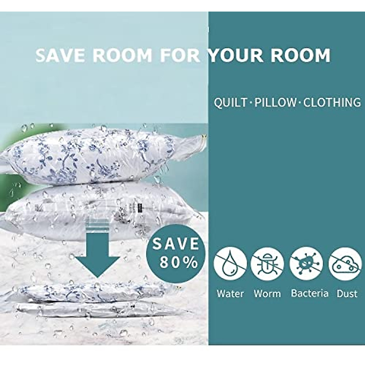 PicoHemmo Vacuum Storage Bags 10-PACK for Travel Packing Space Saver Bags for Comforters Blankets and Pillows Sealler Bags Hand Pump Included(S*2+M*3+L*3+J*2)