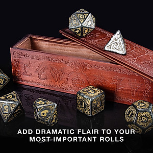 Wiz Dice Titan Dice - Polyhedral Large Dice Set for Tabletop RPG Adventure Games with a Wooden Dice Box - DND Jumbo Dice Set, Suitable for Dungeons and Dragons Dungeon Master