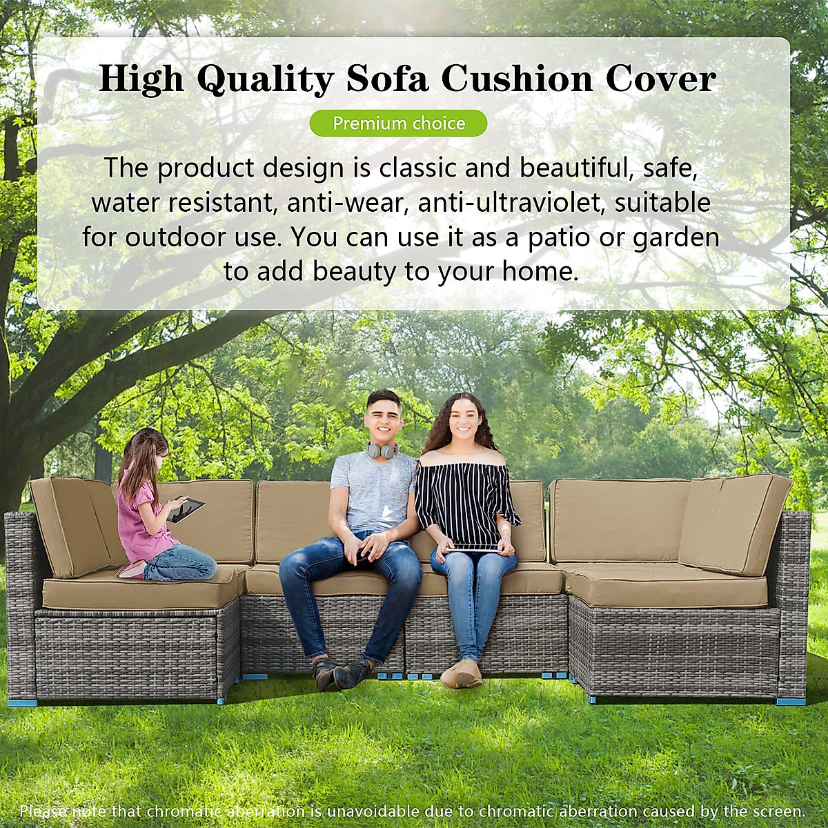 FKSLIFE 14Pieces Patio Cushion Covers Replacement,Outdoor Couch Cushions Covers Waterproof Furniture Cushion Covers Slipcovers Set with Zippers,Cover Only(Brown, 23.6×23.6×3.35 inches)