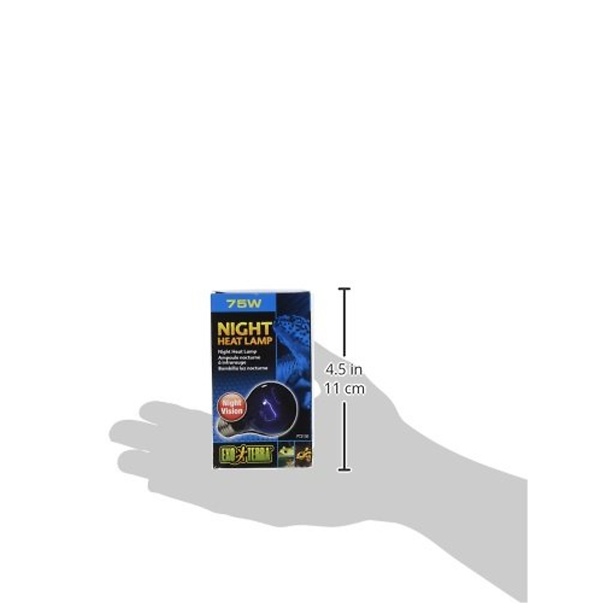 Exo Terra Night Glo Moonlight Heat Lamp, A19 Reptile Terrarium Light Bulb, 75 Watts, PT2130A1